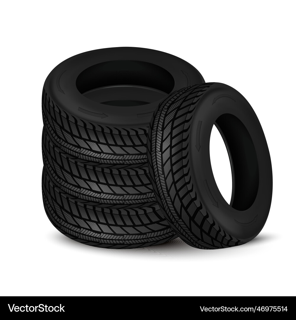 Black rubber tires realistic for auto Royalty Free Vector