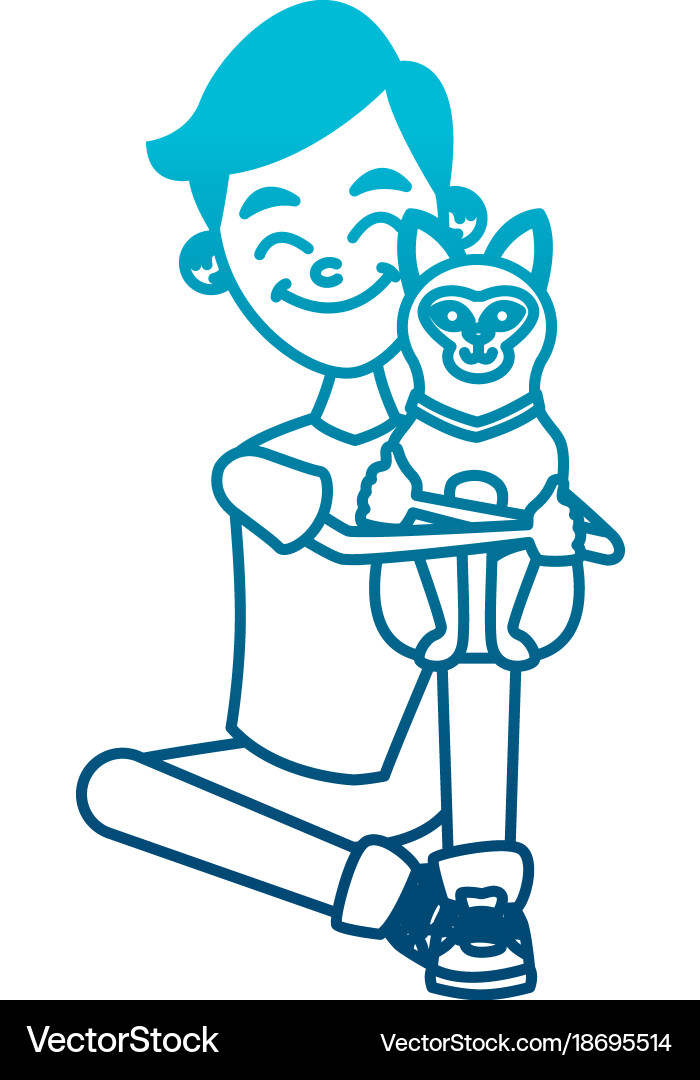 Boy with cute cat Royalty Free Vector Image - VectorStock