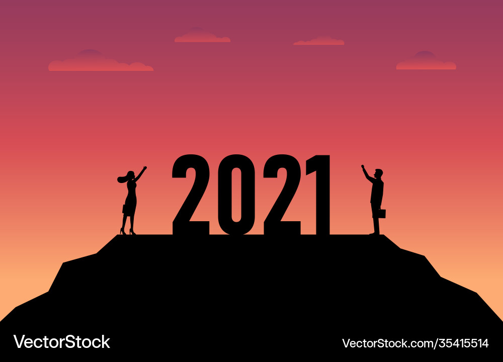 Concept new year 2021 and business development Vector Image