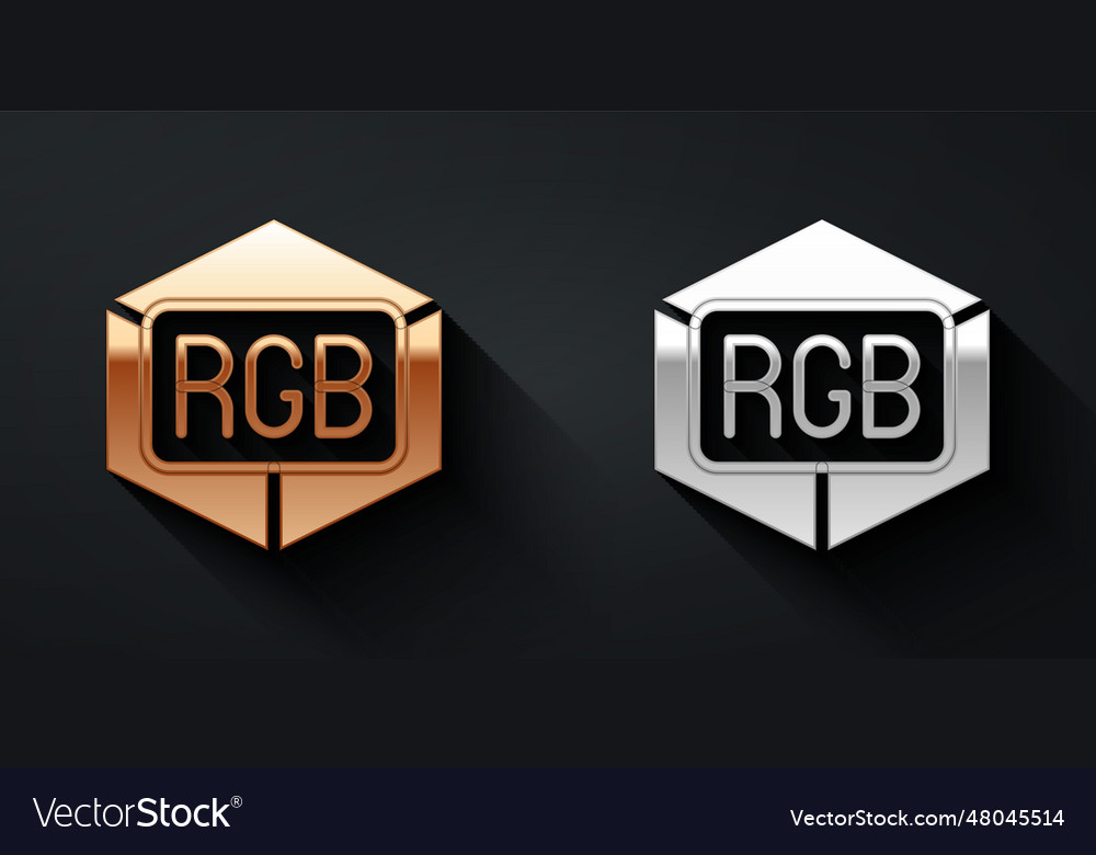 Gold and silver rgb and cmyk color mixing icon Vector Image