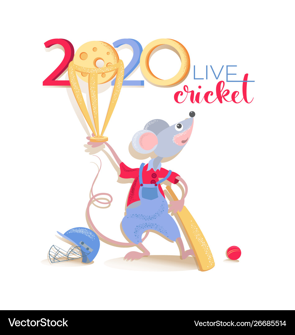 Live cricket 2020 rat champion Royalty Free Vector Image
