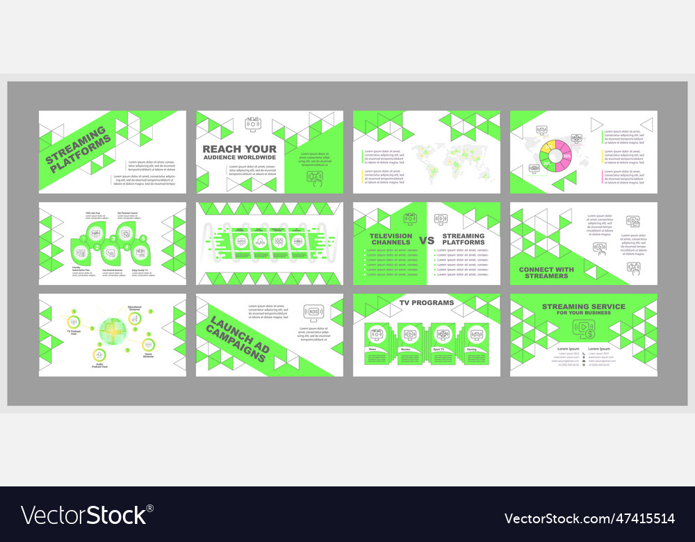 Streaming platforms presentation templates set Vector Image