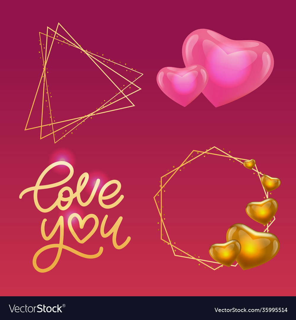 Valentine Card Love You With Calligraphic Vector Image