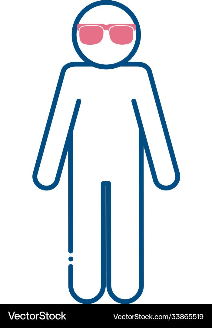 Blind man with glasses line style icon Royalty Free Vector