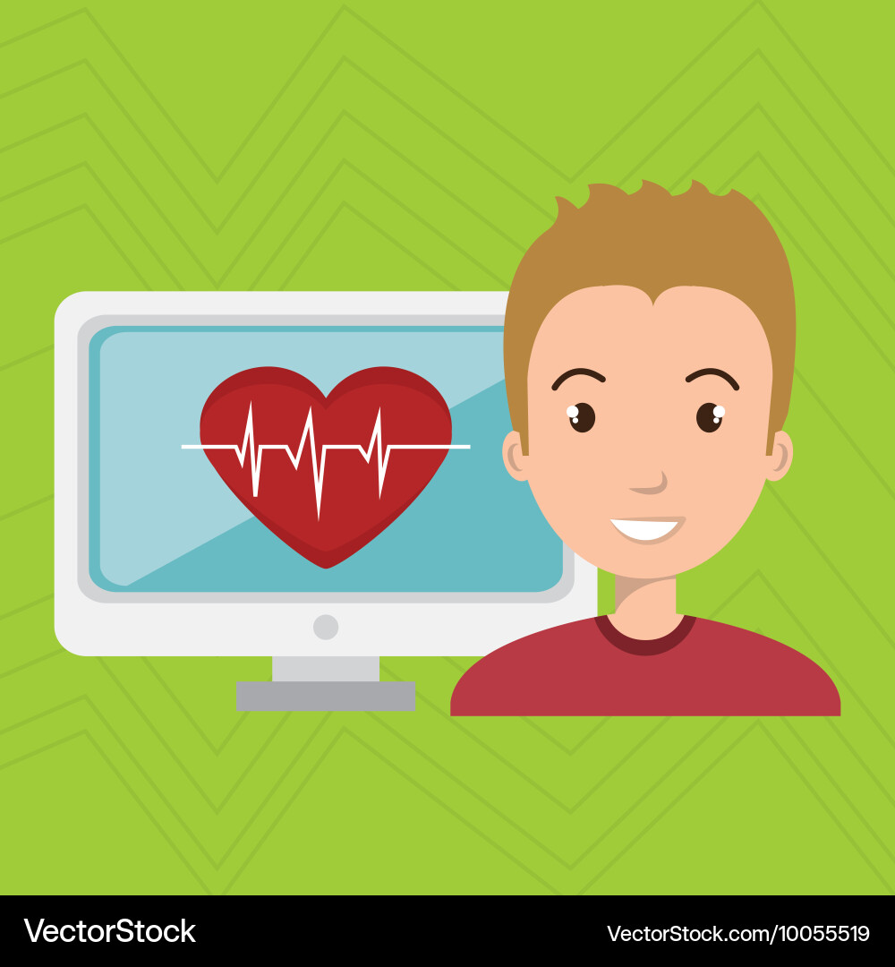Man cardiology screen technology Royalty Free Vector Image