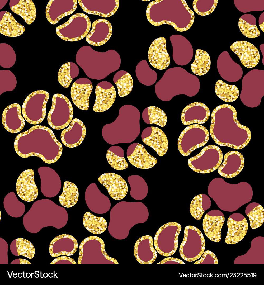 Seamless golden sparkle pattern with dogs theme Vector Image