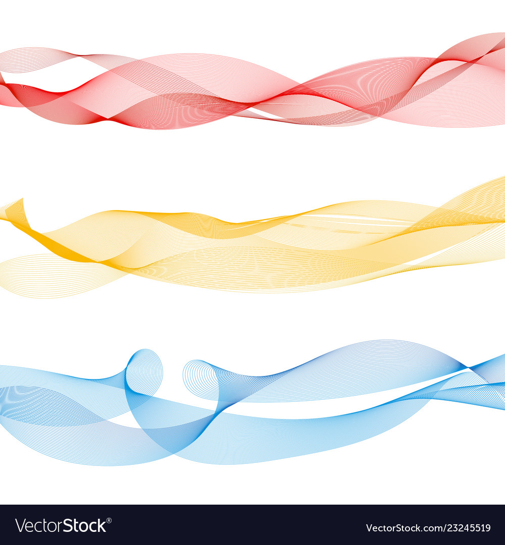 Set of abstract colorful smooth wave lines red Vector Image