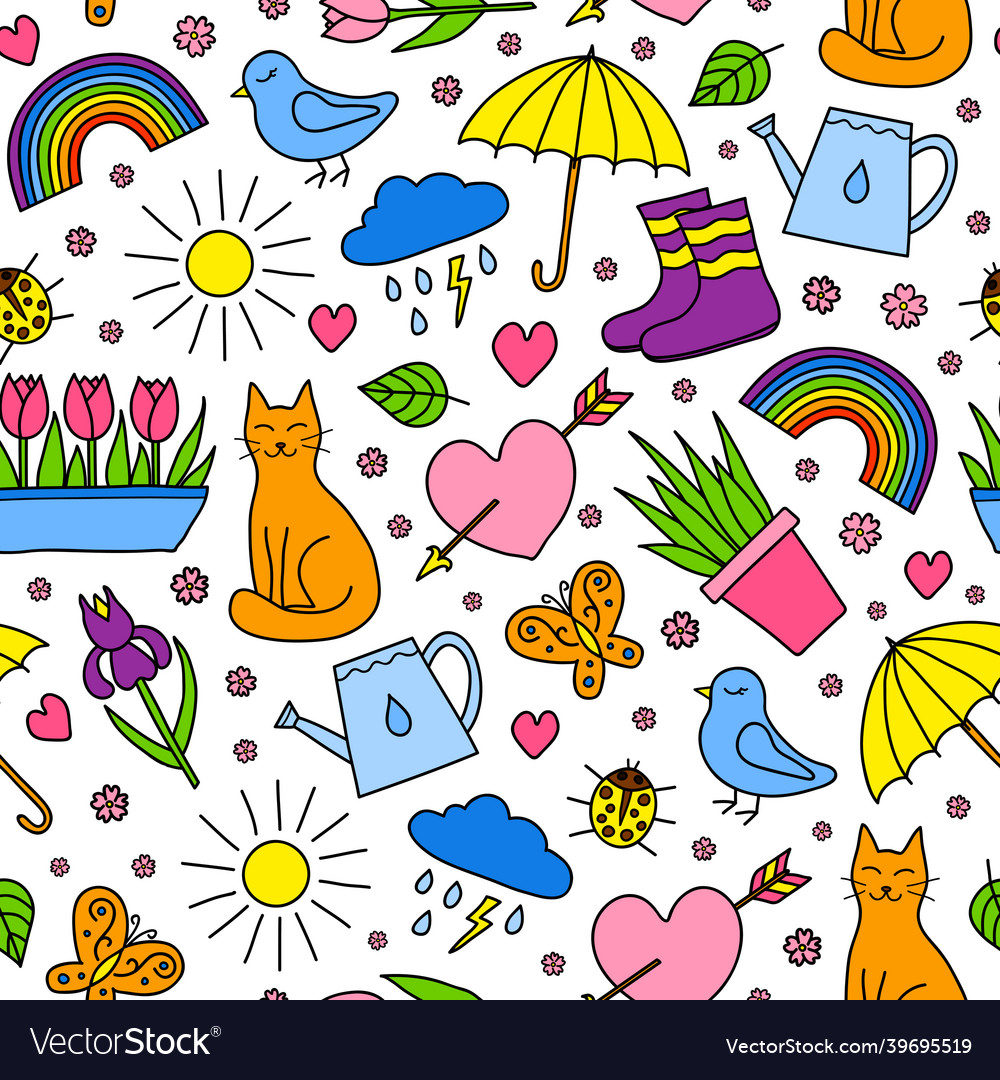 Spring seamless pattern Royalty Free Vector Image