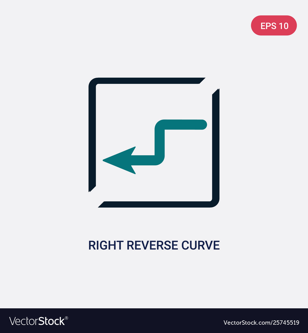 Two color right reverse curve icon from maps and Vector Image