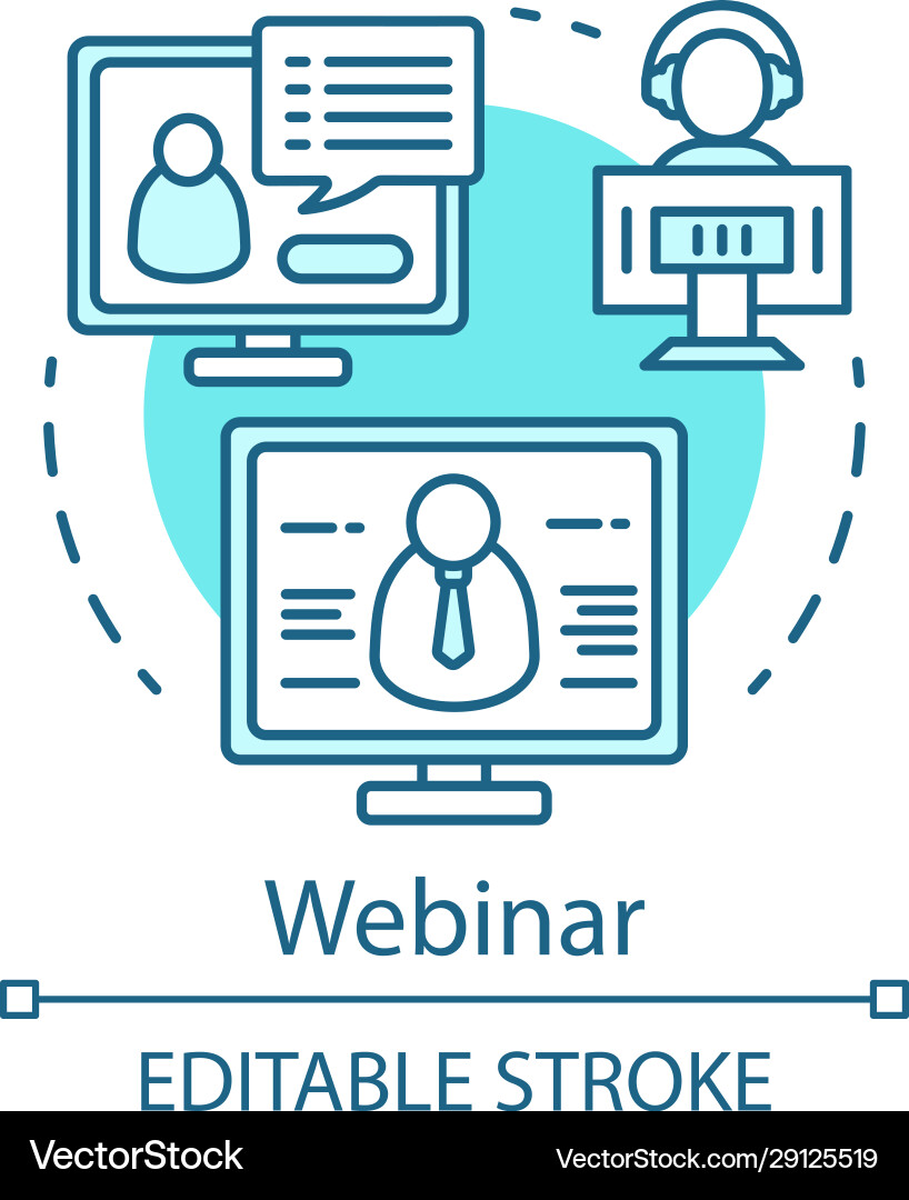 Webinar blue concept icon e-learning idea thin Vector Image