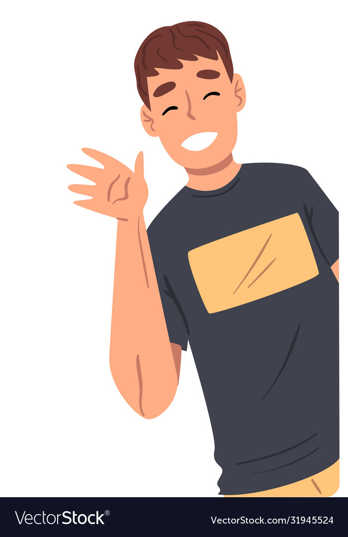 Cheerful young man waving his hand man chatting Vector Image Cheerful young man waving his hand man chatting Vector Image