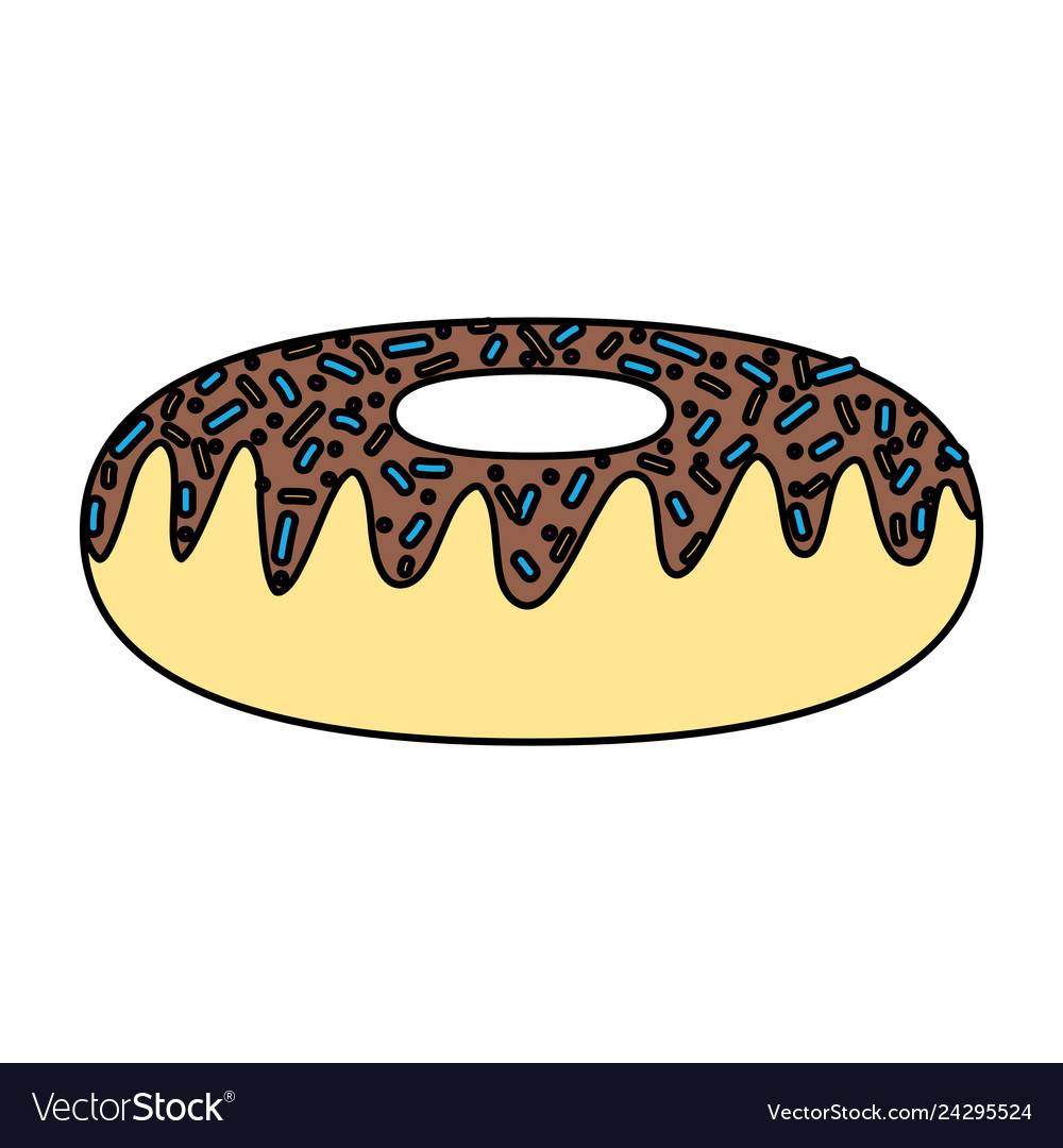 Color delicious sweet donut snack food Royalty Free Vector