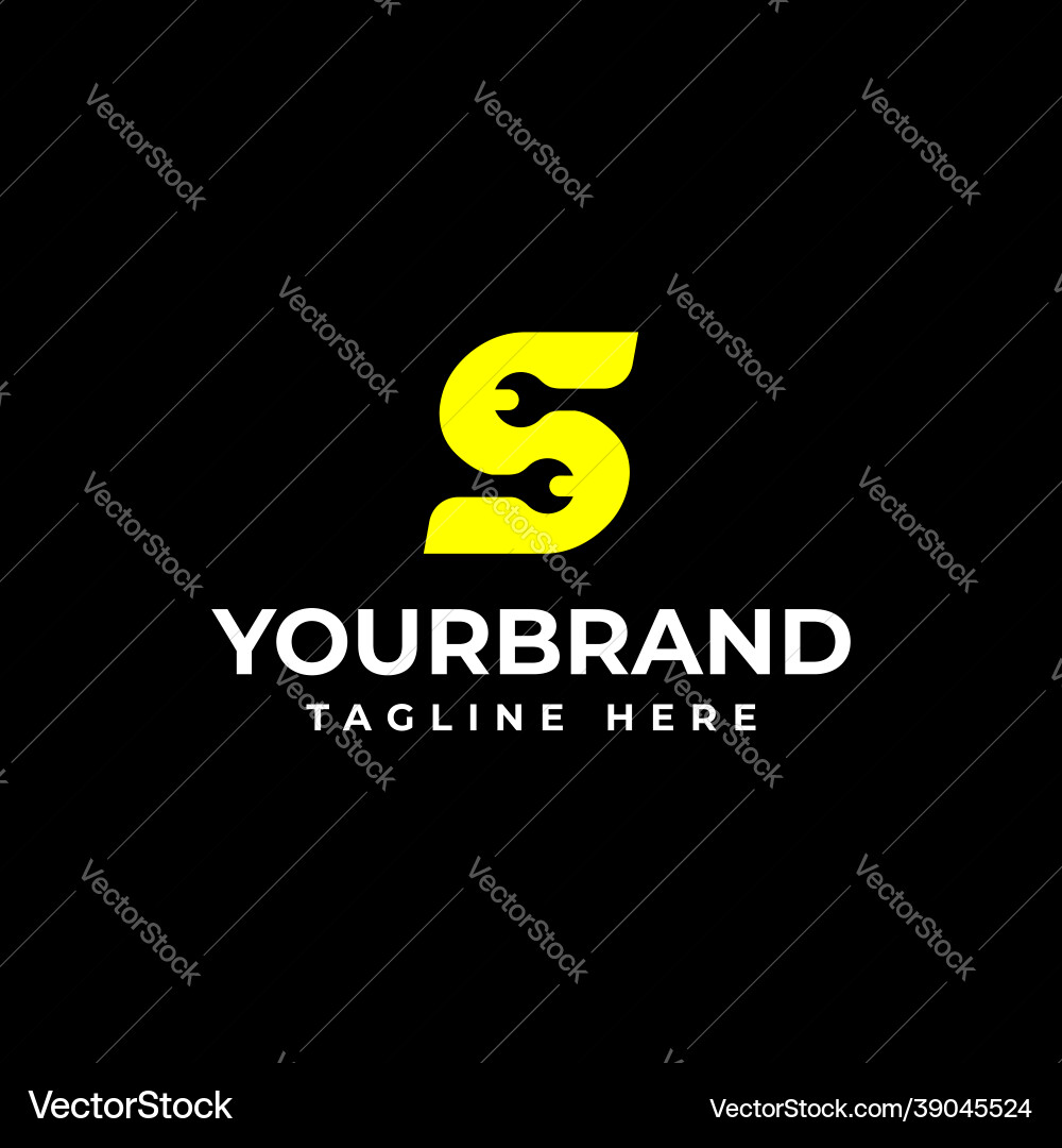 Letter s logo with wrench shaped Royalty Free Vector Image