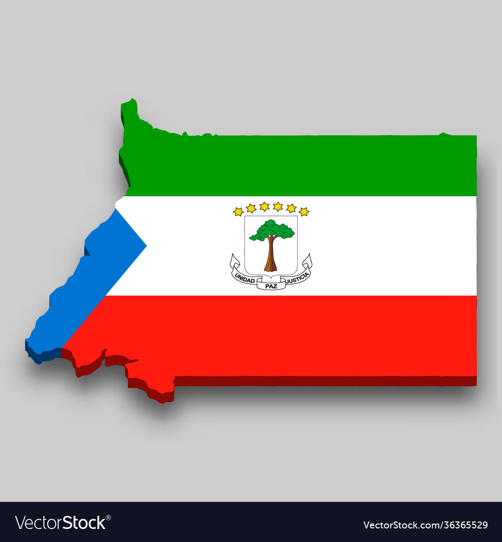 3d Isometric Map Equatorial Guinea Royalty Free Vector Image