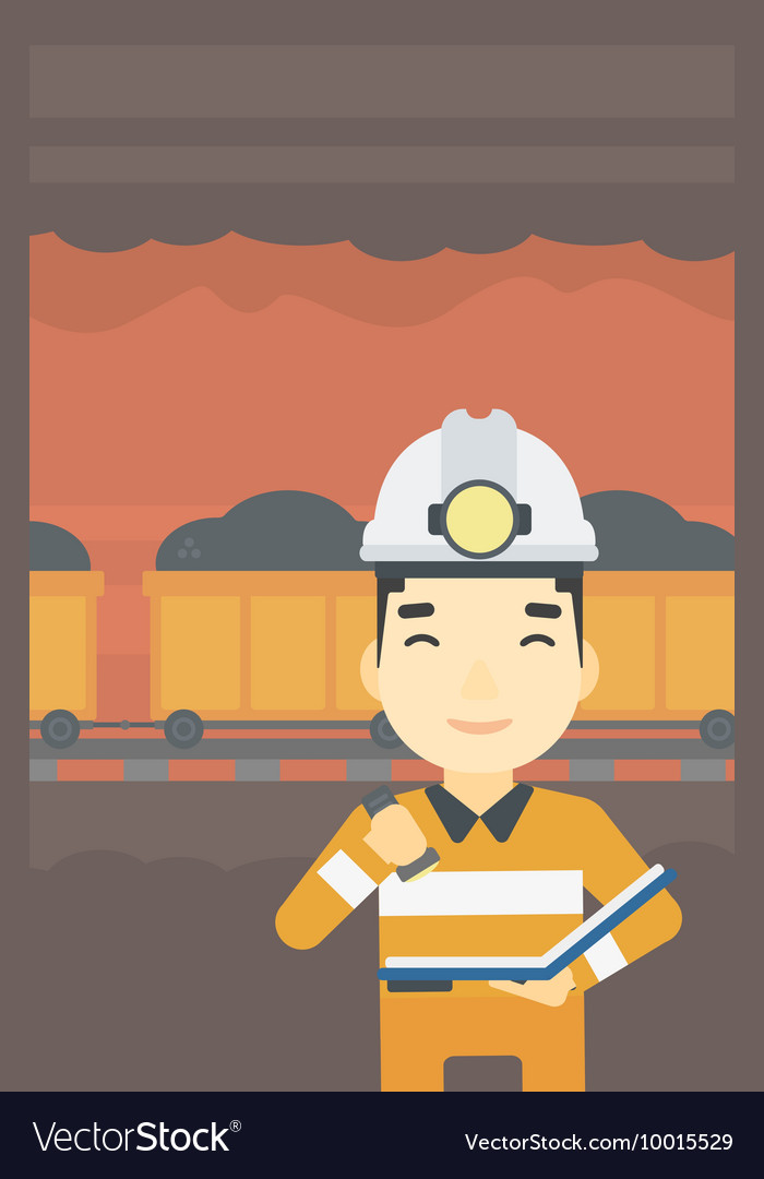 Miner checking documents Royalty Free Vector Image
