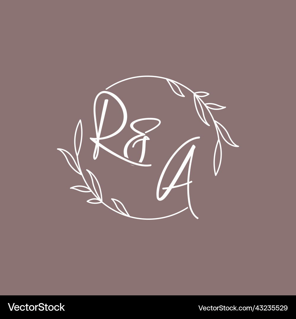 Ra wedding initials monogram logo ideas Royalty Free Vector
