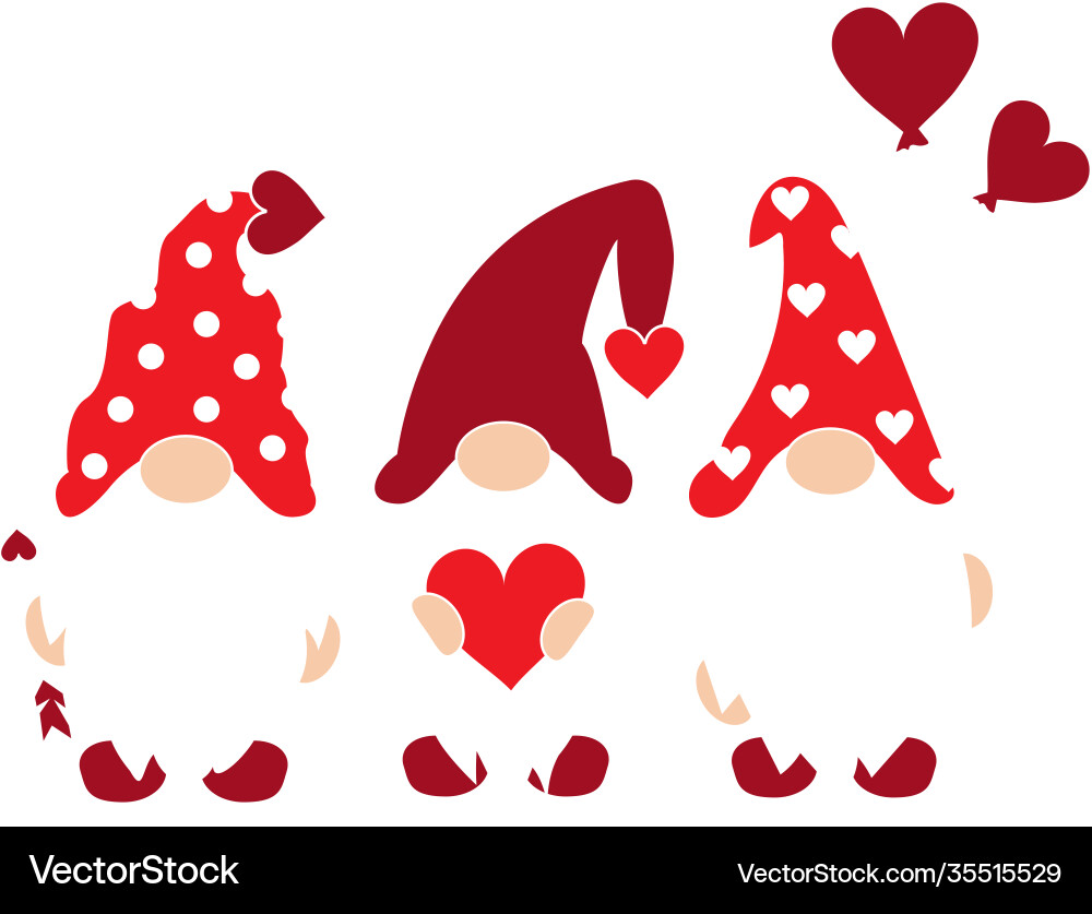 Valentines day gnomes with hearts day Royalty Free Vector