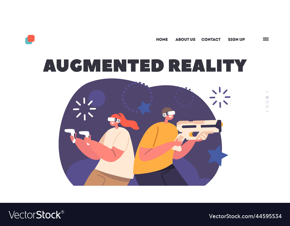 Augmented reality landing page template male Vector Image Augmented reality landing page template male Vector Image
