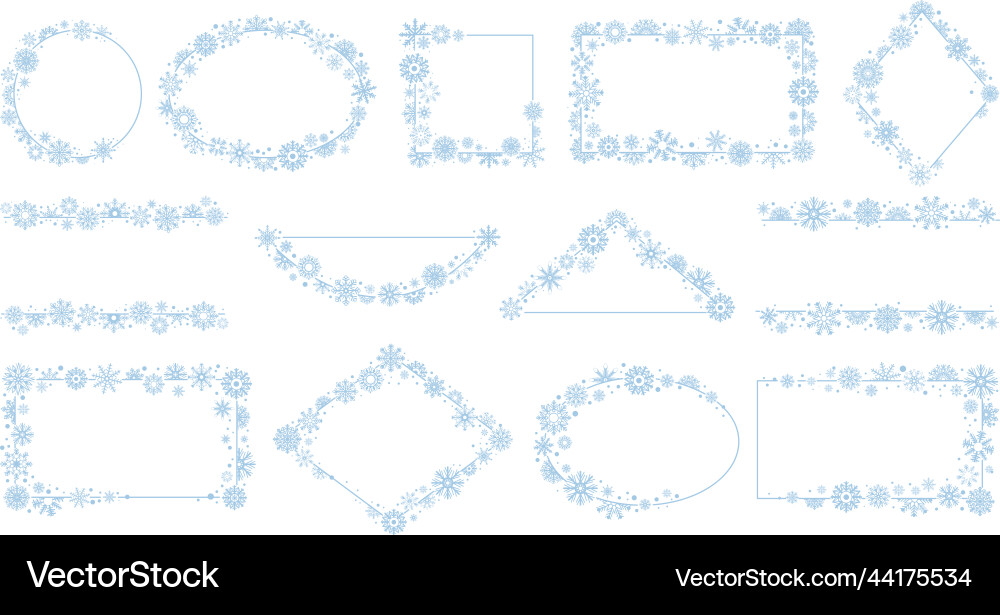 Christmas snowflakes borders and frames create Vector Image