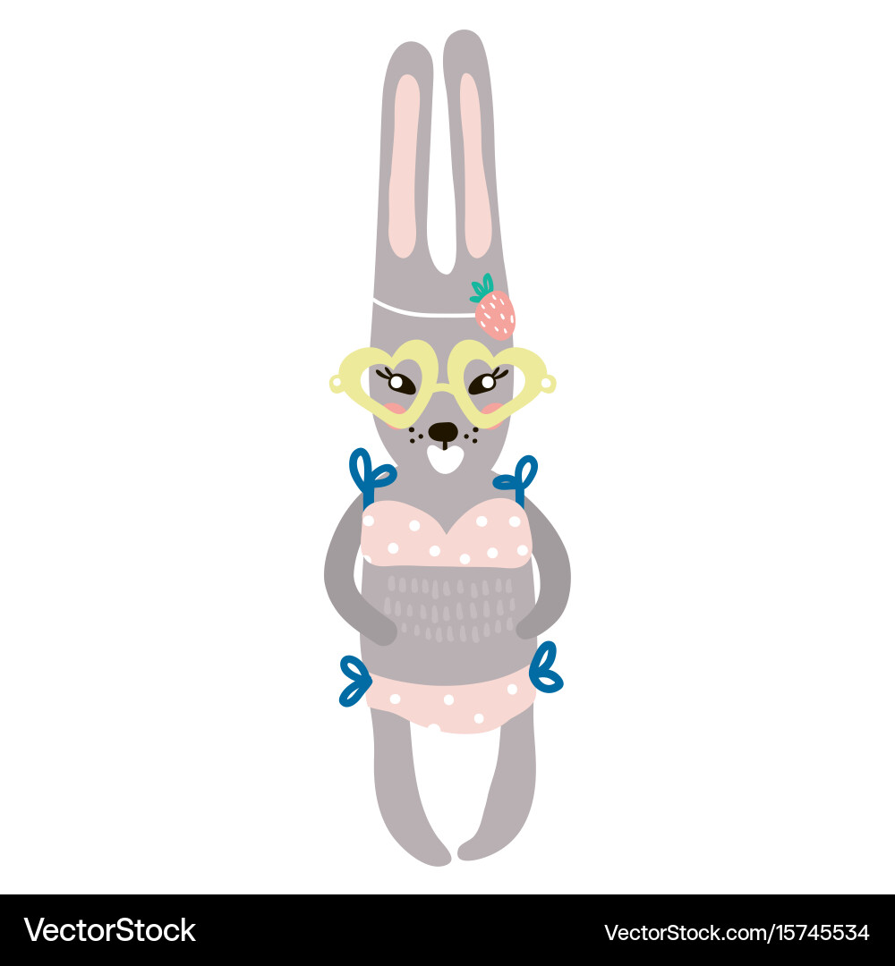 Cute girl rabbit hand drawn Royalty Free Vector Image