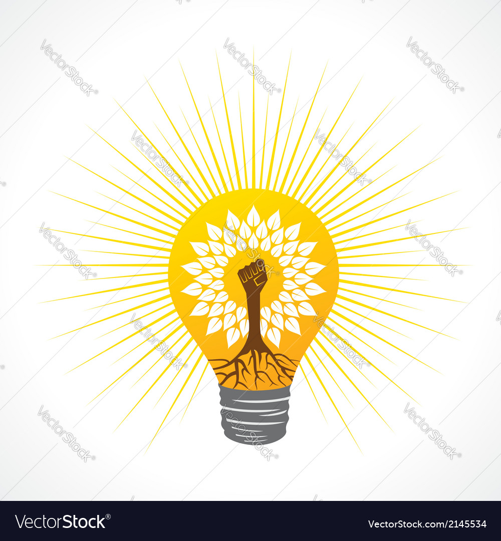 Unity hand make tree inside the bulb Royalty Free Vector Unity hand make tree inside the bulb Royalty Free Vector