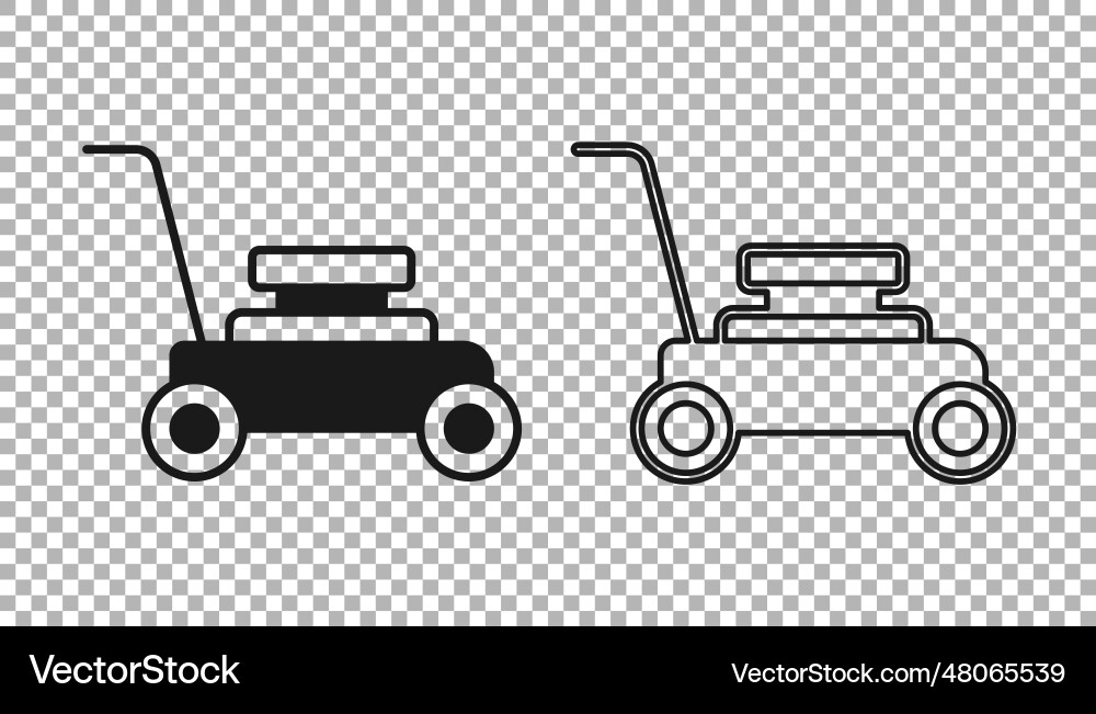 Black lawn mower icon isolated on transparent Vector Image