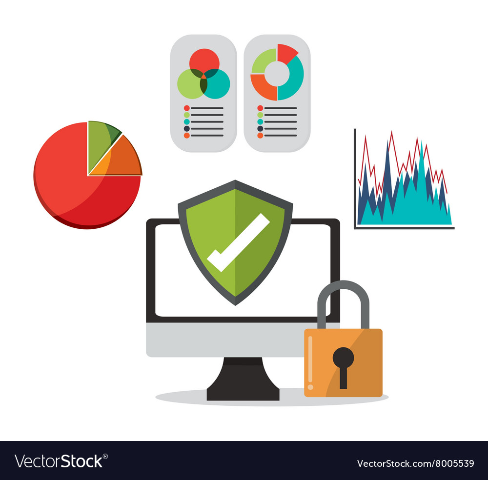 Cyber security with computer design Royalty Free Vector