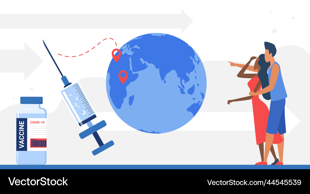 Global vaccination to protect world against virus Vector Image
