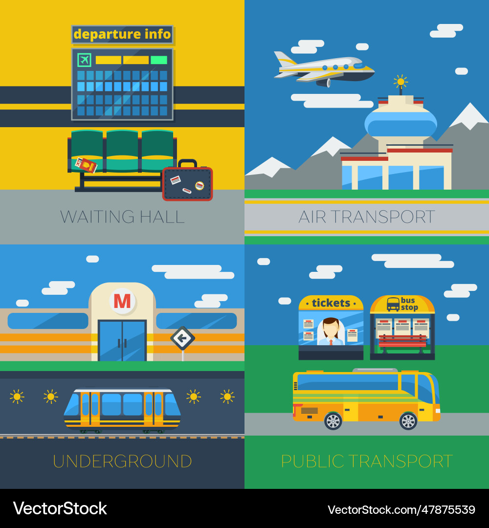 Passenger transportation 2x2 design concept Vector Image