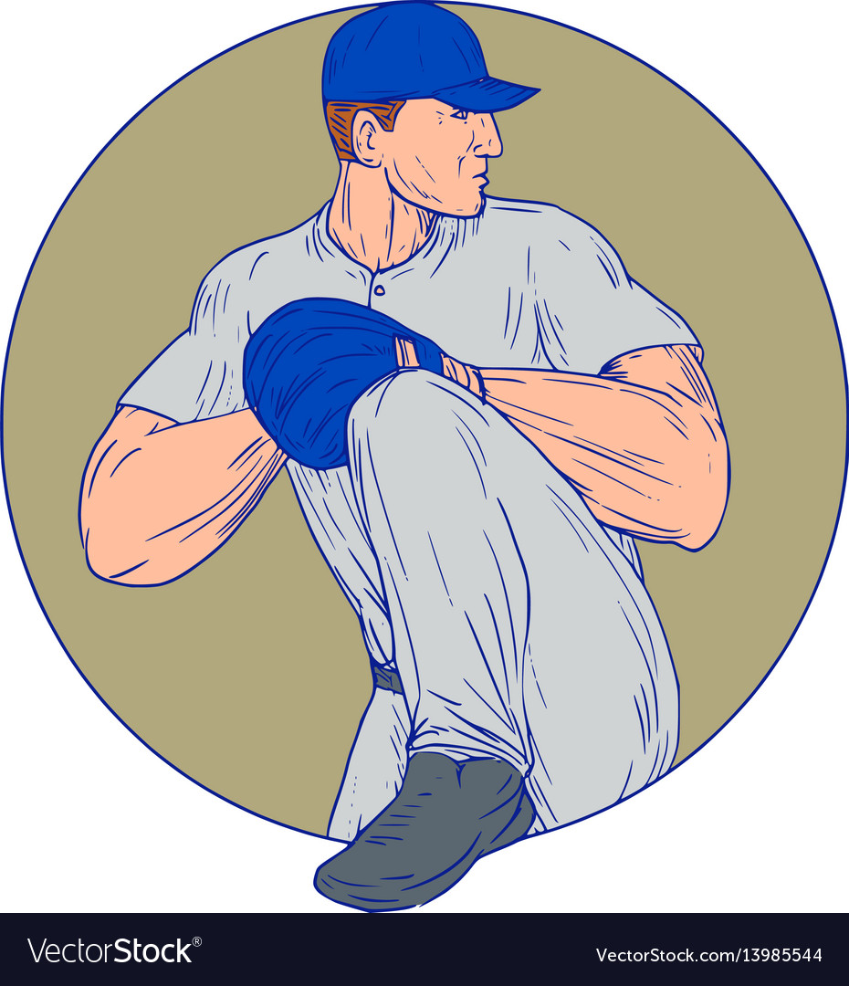 American baseball pitcher throw ball circle Vector Image American baseball pitcher throw ball circle Vector Image