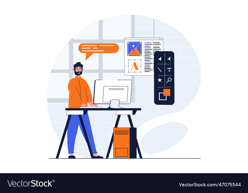 App Development Web Concept With Character Scene Vector Image