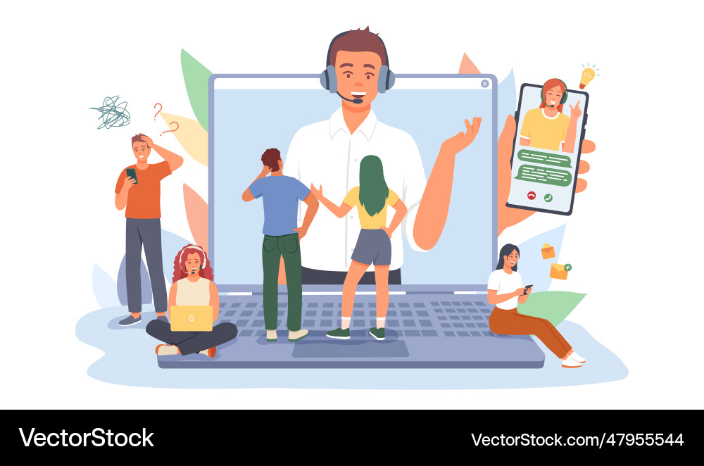 Different clients talking and asking virtual Vector Image