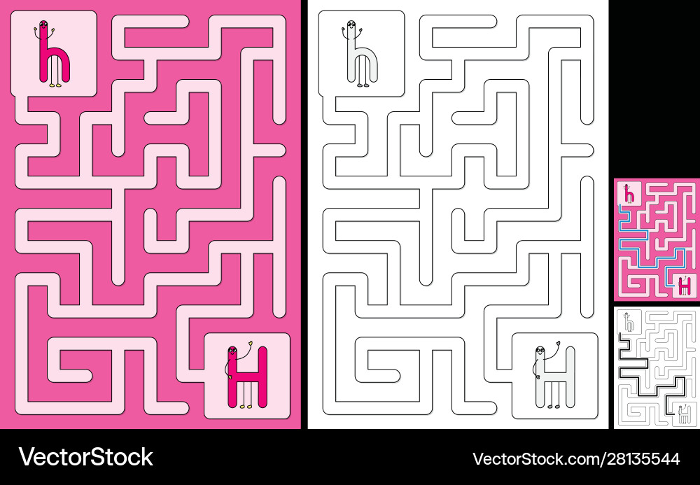 Letter H Mazes Maze Font 3d Rendering Letter H Stock Illustration