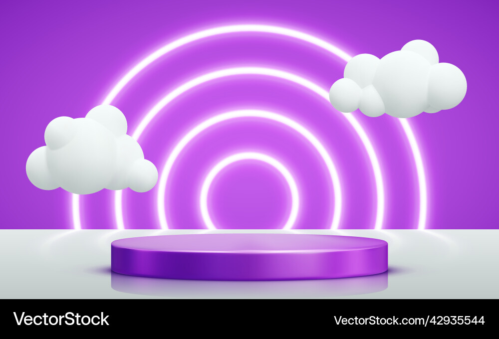 Purple podium decorated with lighting realistic Vector Image
