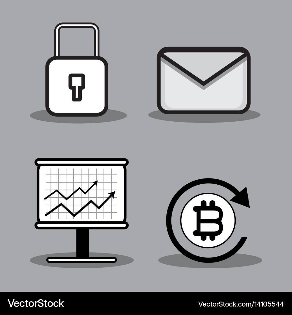 Set icon bitcoin money currency Royalty Free Vector Image