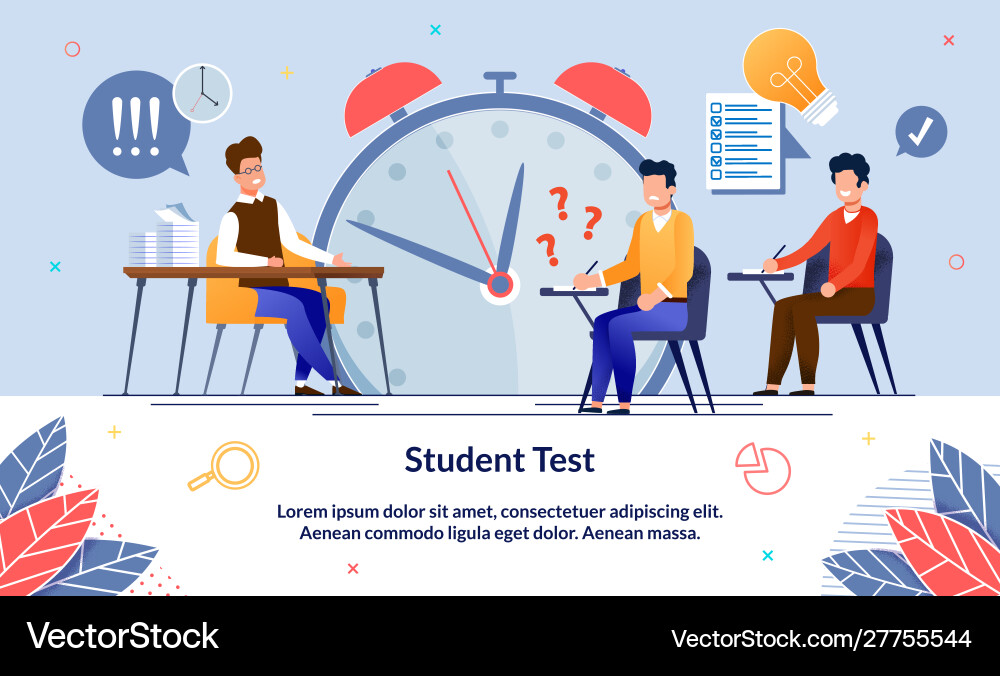 Student test exam paper at university flat Vector Image