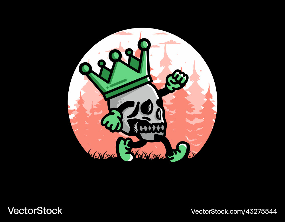 Walking skull wearing a big crown Royalty Free Vector Image