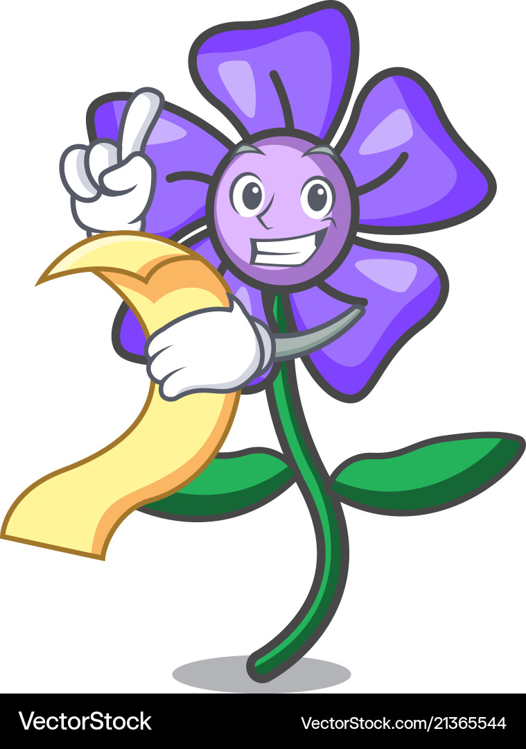 With menu periwinkle flower mascot cartoon Vector Image