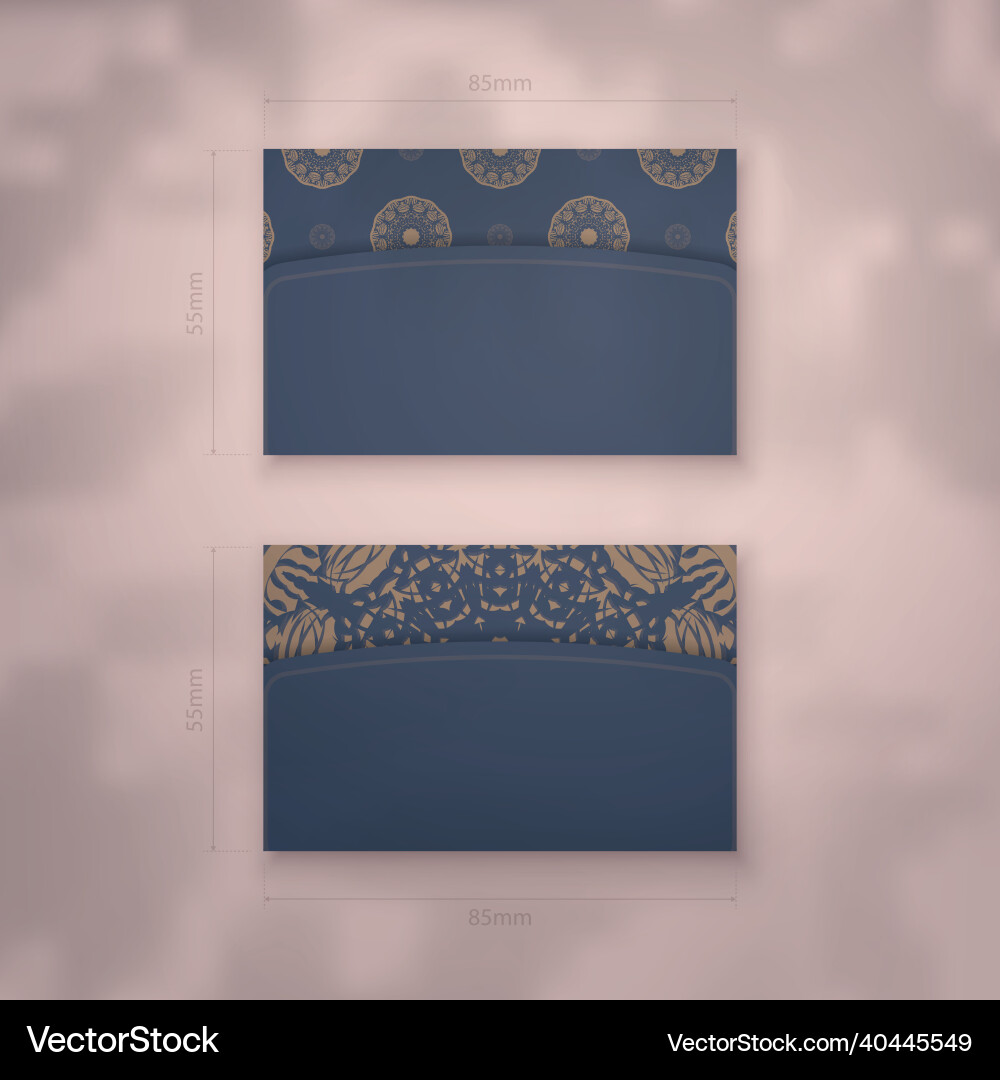 Blue color business card template with abstract Vector Image