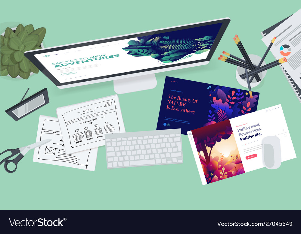 Creative workspace concept Royalty Free Vector Image