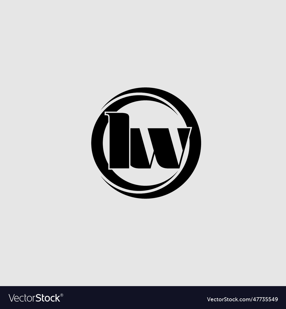 Letters lw simple circle linked line logo Vector Image