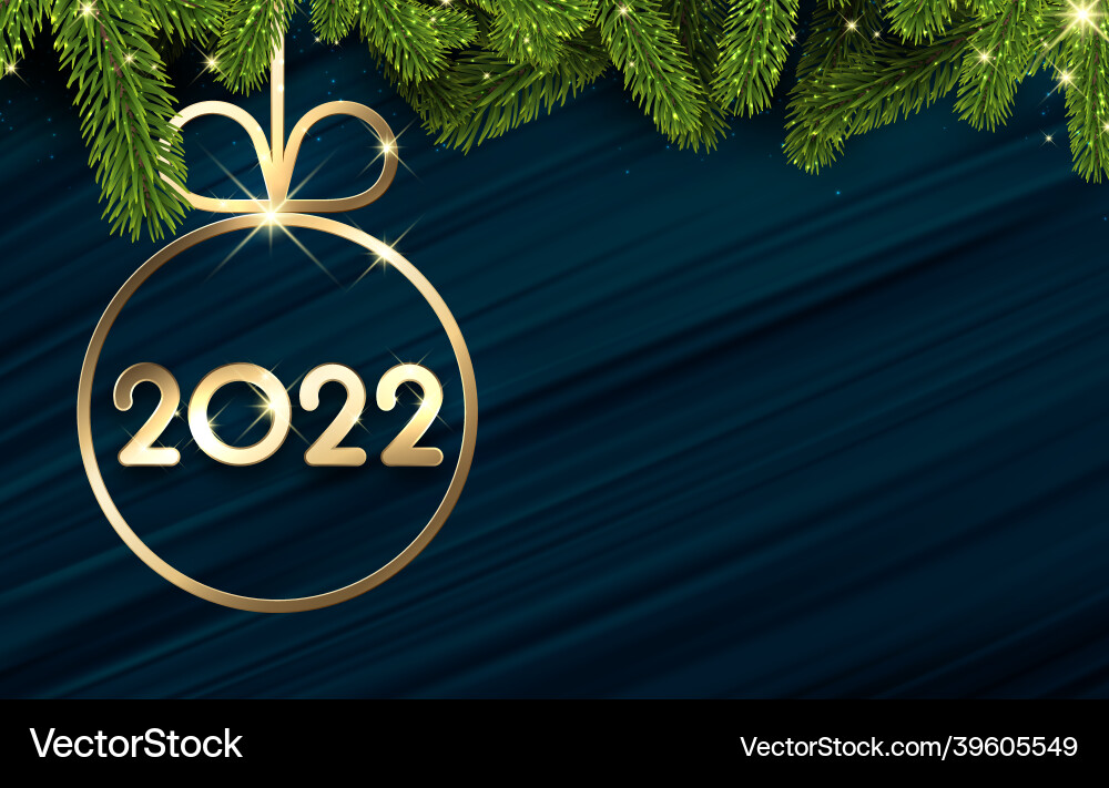 Round christmas bauble frame with 2022 sign Vector Image
