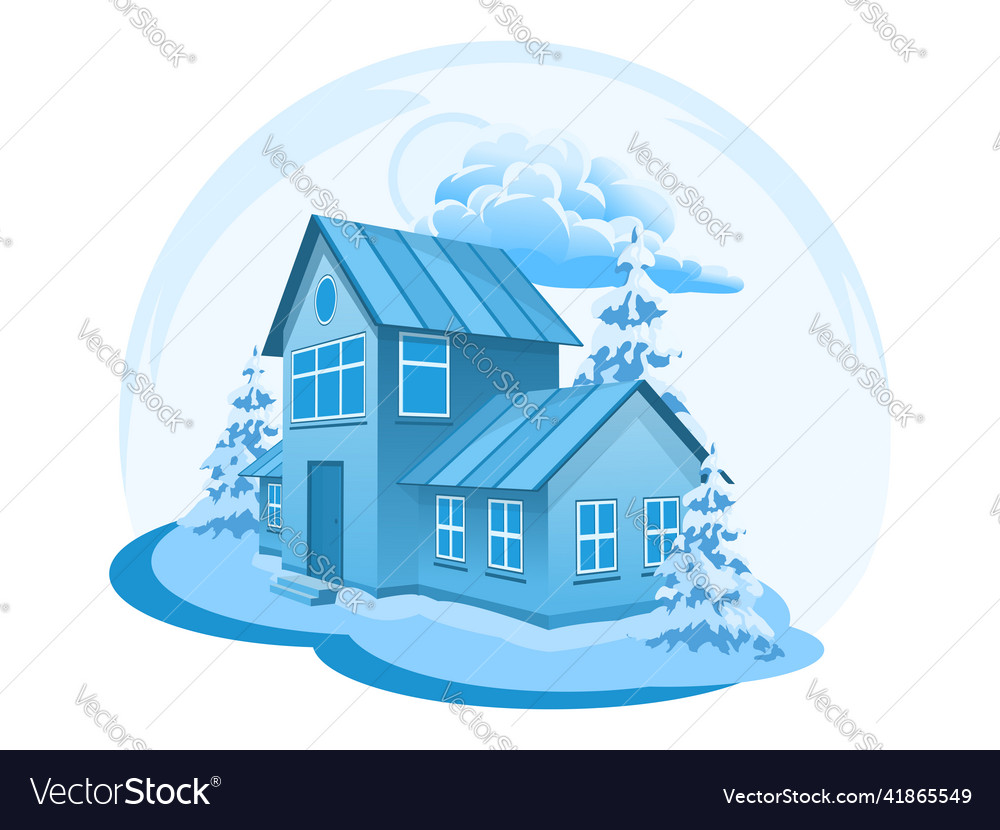 Winter landscape house surrounded by trees Vector Image Winter landscape house surrounded by trees Vector Image