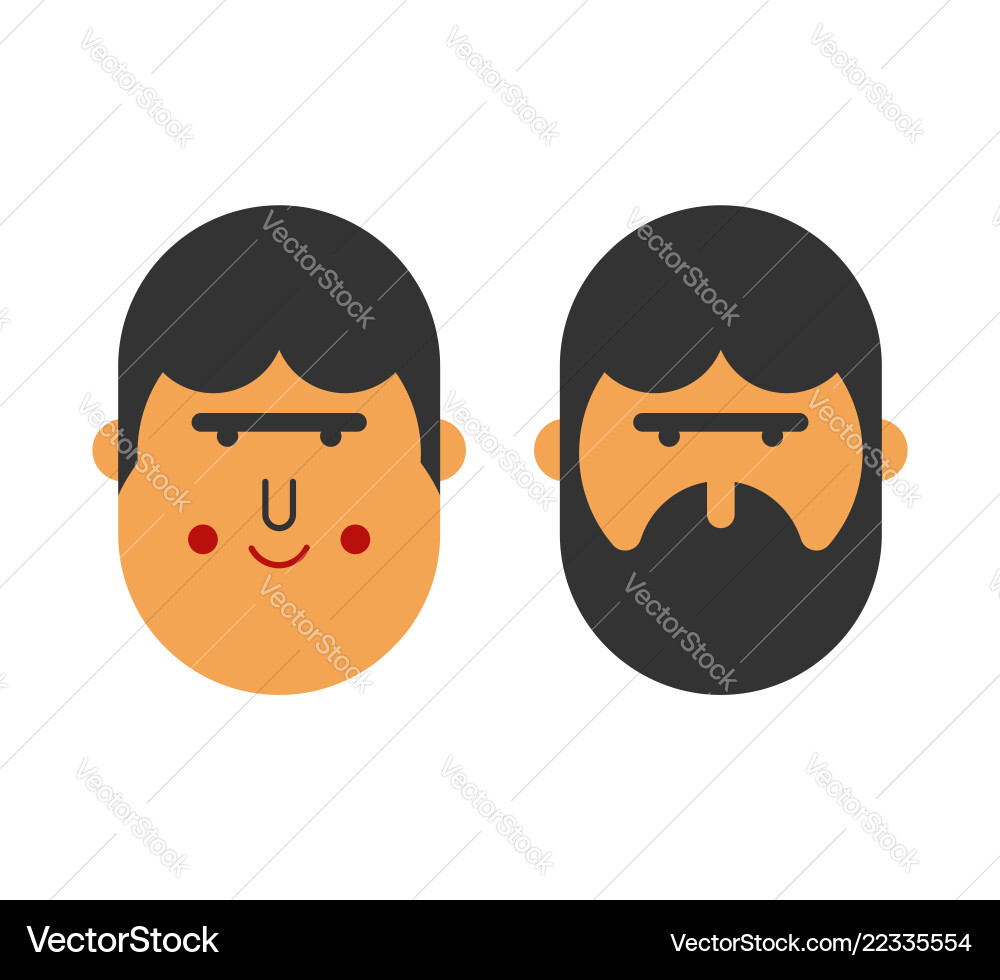 With beard and no beard before and after brutal Vector Image