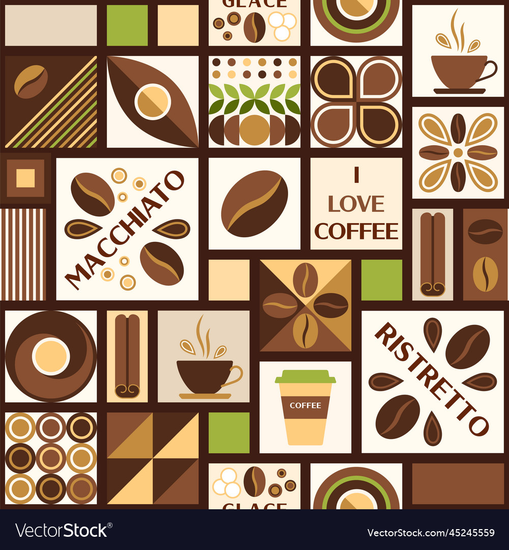Coffee theme seamless pattern Royalty Free Vector Image