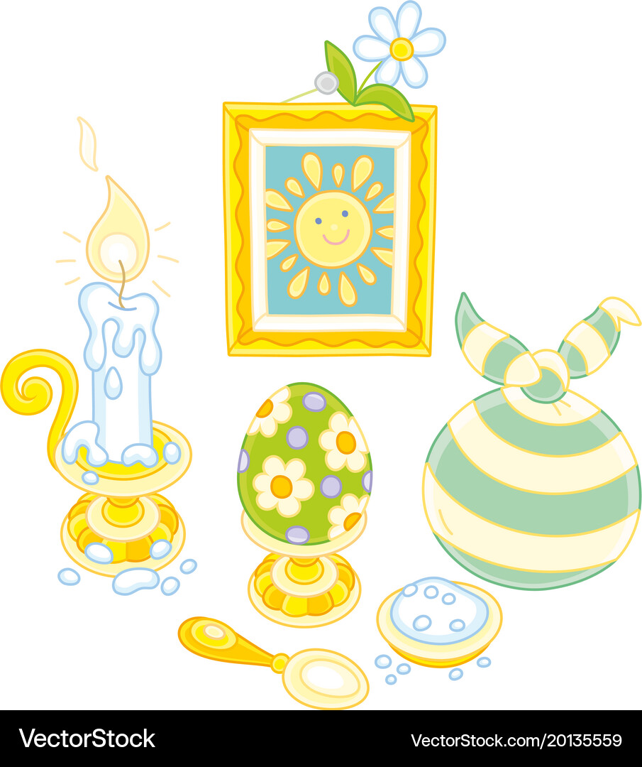 Easter collection with a smiling sun Royalty Free Vector