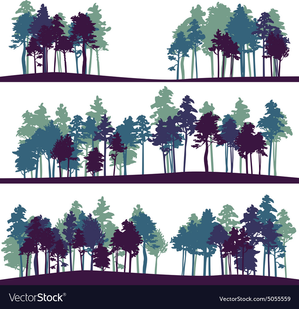 Set of different landscape with pine trees Vector Image