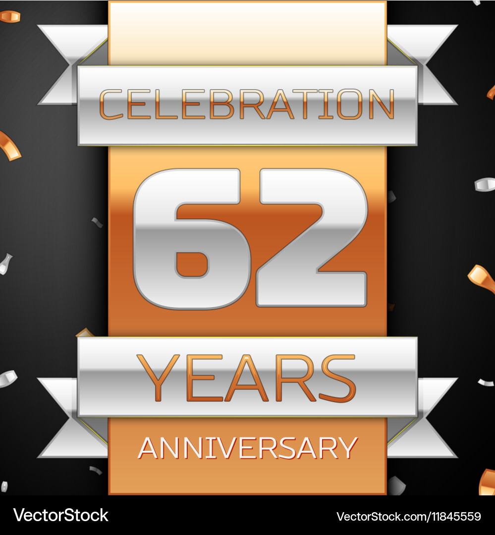 Sixty two years anniversary celebration golden Vector Image