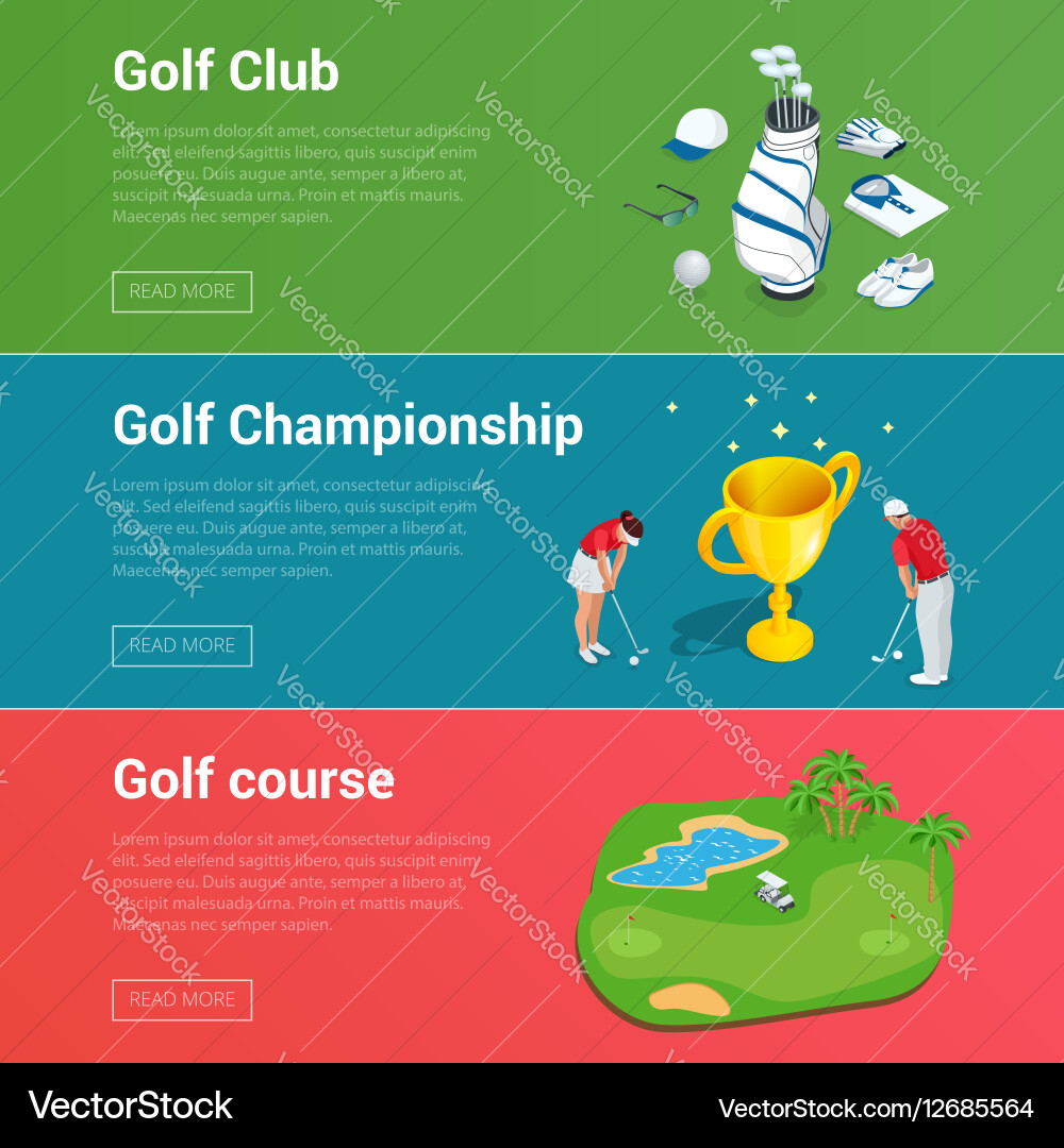 Horizontal Golf Club banners with golf car course Vector Image