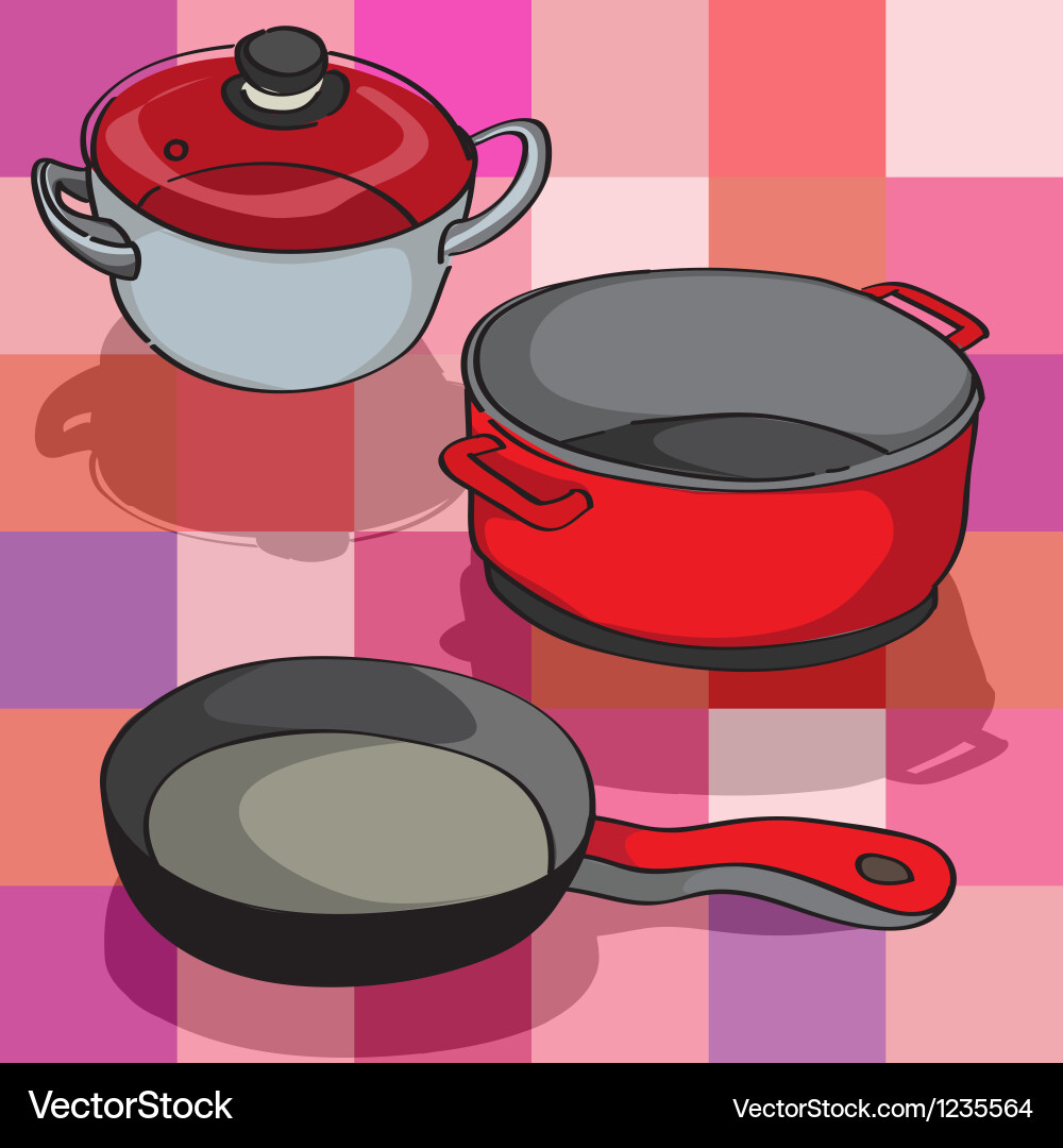 Kitchen pans Royalty Free Vector Image - VectorStock